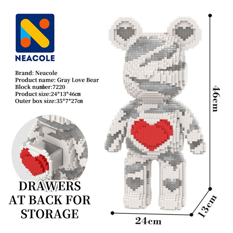 Gray Love Bear Bear Building Block, Neacole building block bear – My Store